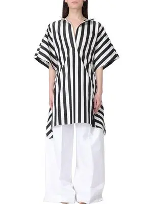 Jacquemus Striped Cotton And Silk Kaftan Dress - White