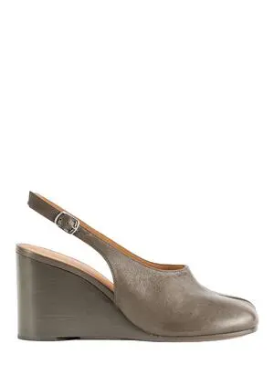 MAISON MARGIELA Maison Margiela Tabi Leather Wedge Slingback Brown