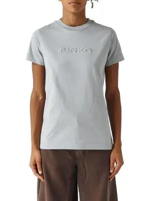Pinko Pinko Black Embossed Logo T-Shirt Blue