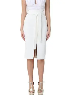 Elisabetta Franchi Midi Skirt With Belt - Ivory