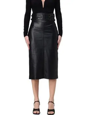 Elisabetta Franchi Belted Leather Skirt - Black
