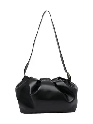 THEMOIRE Draped Vegan Leather Athena Bag - Black