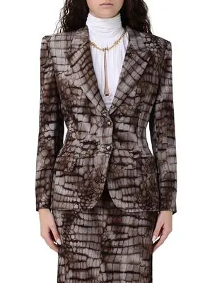 Elisabetta Franchi Crocodile Print Tailored Jacket - Brown
