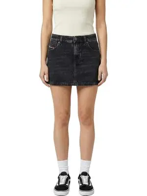 DIESEL® De-ron Cotton Denim Skirt - Black