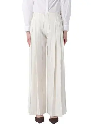 SEMICOUTURE Adelina Pleated Pinstripe Viscose Wide-leg Trousers - Black