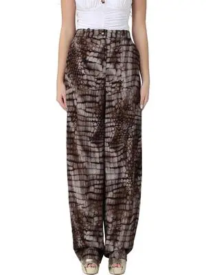 Elisabetta Franchi Viscose Trousers With Python Print - Brown