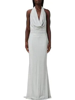 TWENTY FOURHAITCH Halterneck Gown - Silver