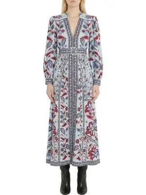 Farm Rio Printed Rayon Maxi Dress - Blue