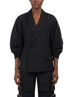 Sacai Double-breasted Blazer - Black