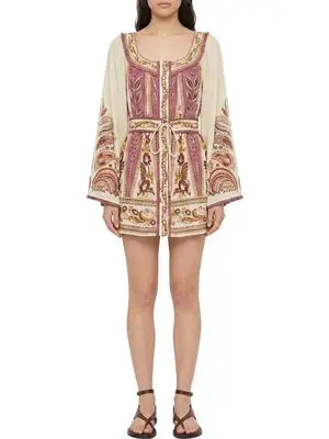 Farm Rio Printed Mini Dress - Sand