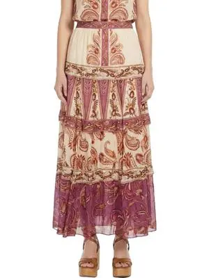 Farm Rio Farm Rio Viscose Midi Skirt With Liberty Print Sand