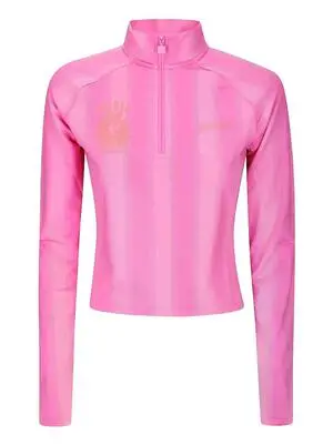 Adidas Logo-detail Half-zip T-shirt - Pink