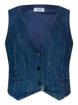 Liu Jo Rhinestone-embellished Waistcoat - Blue