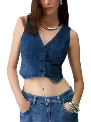 Liu Jo Rhinestone-embellished Waistcoat - Blue