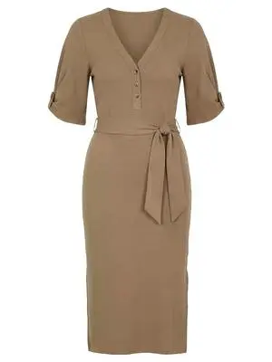 Ralph Lauren Belted Puff-sleeve Dress - Neutrals