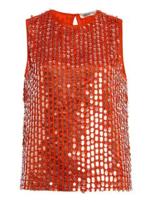 ZANKOV Eleanor Beaded Silk Top - Red