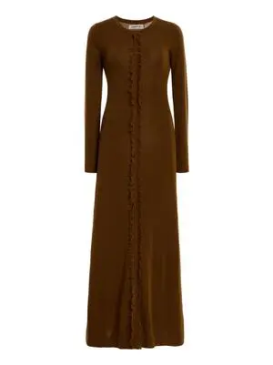 ZANKOV Rowen Fringed Wool Midi Dress - Brown