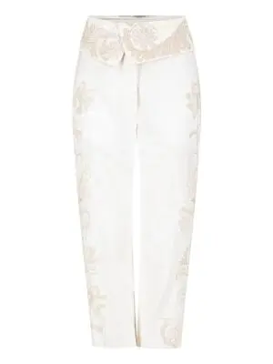 Dries Van Noten Embroidered Capri Pants - Off-white