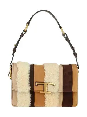 TOD'S Quilted Shearling Shoulder Bag - Neutrals