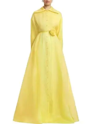 LEO LIN Josephine Flower-belt Maxi Dress - Yellow