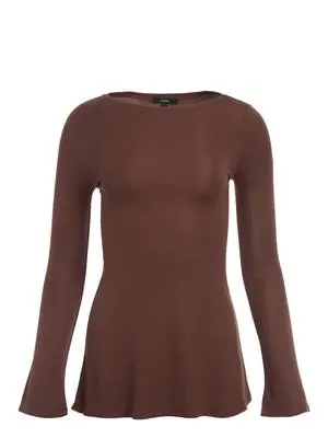 THE PARK Evelyn Funnel Sleeve Top - Brown
