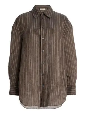 KALLMEYER Dani Pinstriped Linen-blend Shirt - Grey