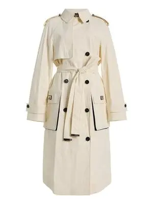 FERRAGAMO Coated Linen Trench Coat - White