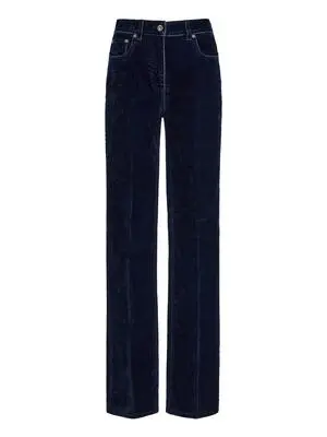 FERRAGAMO Cotton-blend Velvet Trousers - Dark Wash