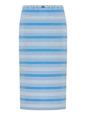 Prada Cotton Pique Midi Skirt - Blue