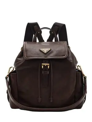 Prada Leather Backpack - Brown