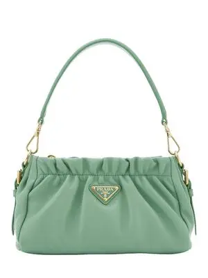 Prada Leather Top Handle Bag - Blue