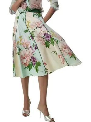 CHRISTY LYNN Floral-print A-line Skirt - Green