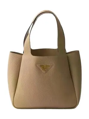 Prada Small Leather Tote Bag - Neutrals