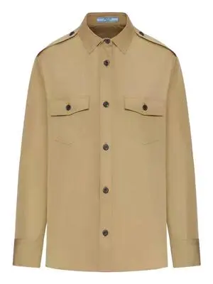 Prada Button Poplin Shirt - Neutrals