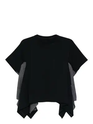 Sacai Exposed-seam Cotton T-shirt - Blue