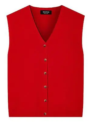 Whistles V-neck Knitted Cotton-blend Tank Top - Red