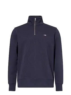 Gant Shield Embroidered Cotton-blend Sweatshirt - Evening Blue
