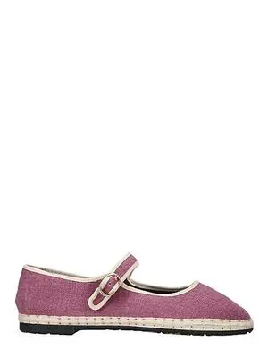 FLABELUS Ariadna Linen Mary Jane Flats - Pink Comb