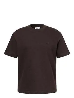 Lacoste Slubby Logo-patch Cotton T-shirt - Brown