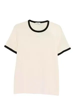 Sandro Contrast-trim T-shirt - Neutrals