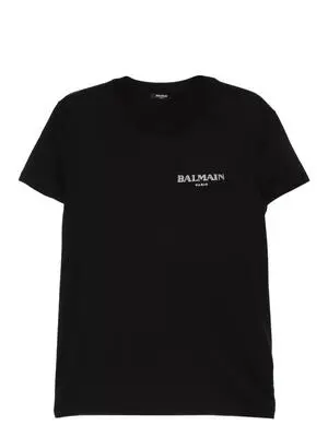 Balmain Logo-patched Round Neck T-shirt - Black