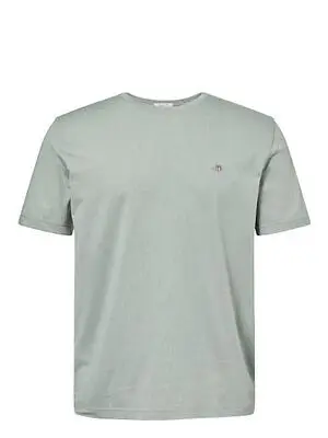 Gant Shield Embroidered-logo Cotton T-shirt - Ceramic Grey