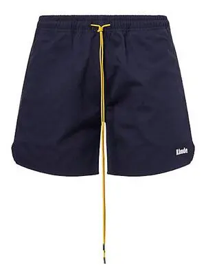 Rhude Logo-embroidered Cotton Twill Shorts - Navy