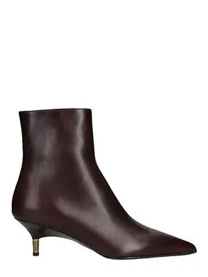 Khaite Bella 55 Leather Heeled Ankle Boots - Wine