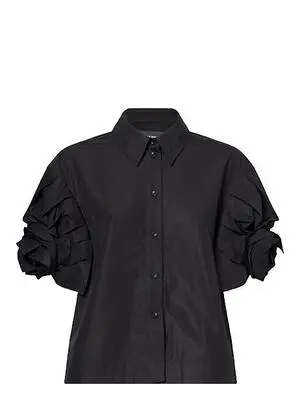 Simone Rocha Rose Puff-sleeve Cotton Shirt - Black