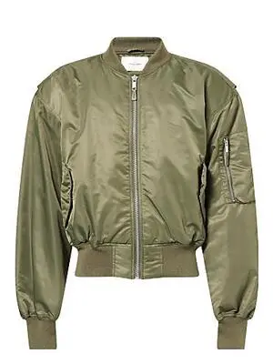 ENTIRE STUDIOS Cropped Broad Nylon Bomber Jacket - Khaki