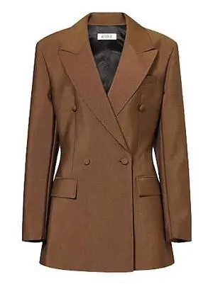 ROHE FRAMES Padded-shoulder Hourglass-waist Wool-blend Blazer - Golden Brown