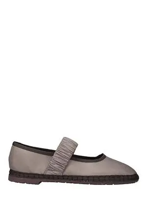 FLABELUS Silk Mary Jane Flats Silver Com