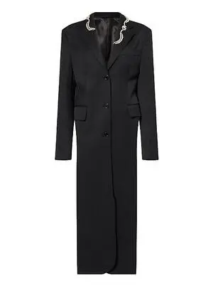 Simone Rocha Jewel-embellished Cutaway Wool-blend Tailcoat - Black Pearl Clear