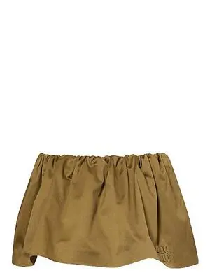 Miu Miu Logo-appliqué Drawstring-waist Cotton Mini Skirt - Militare